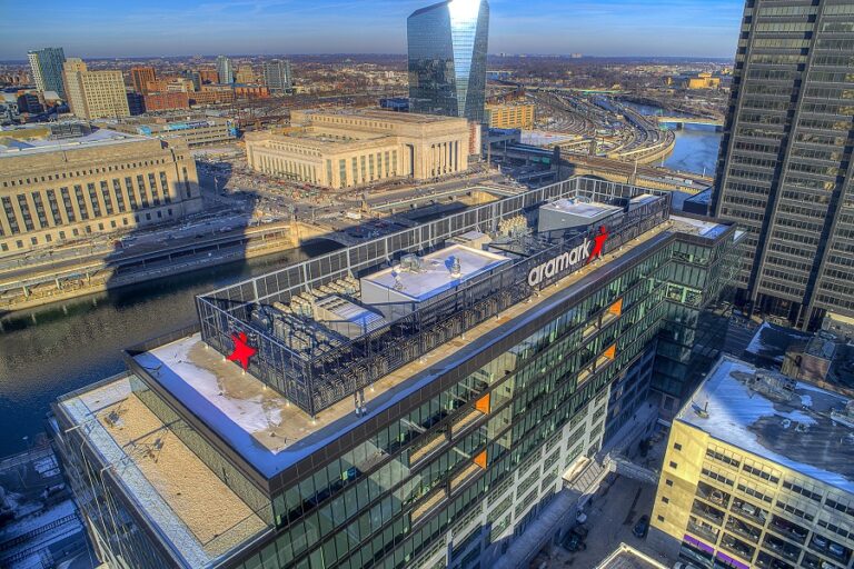 L10 Angled Louvers Provide Backdrop for Aramark Headquarters Signage ...