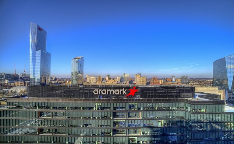 L10 Angled Louvers Provide Backdrop for Aramark Headquarters Signage ...